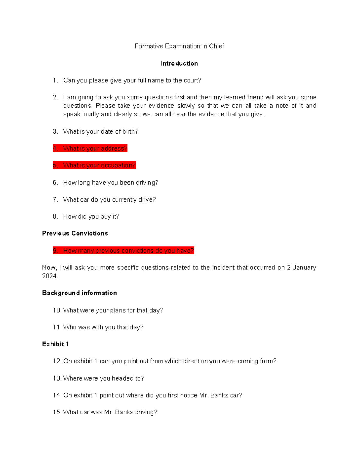 Formative Examination in Chief: Key Questions and Evidence Analysis ...
