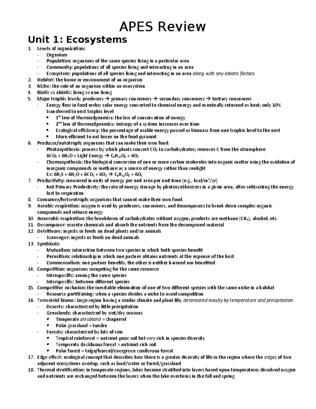 APES Unit Overview: Ecosystems, Biodiversity, and Environmental ...