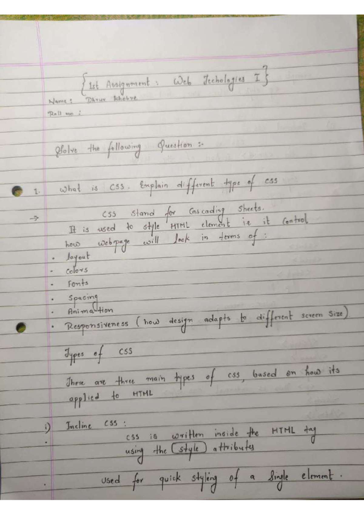 Web Technologies Lab: 1st Assignment on CSS & Hyperlinks - Studocu