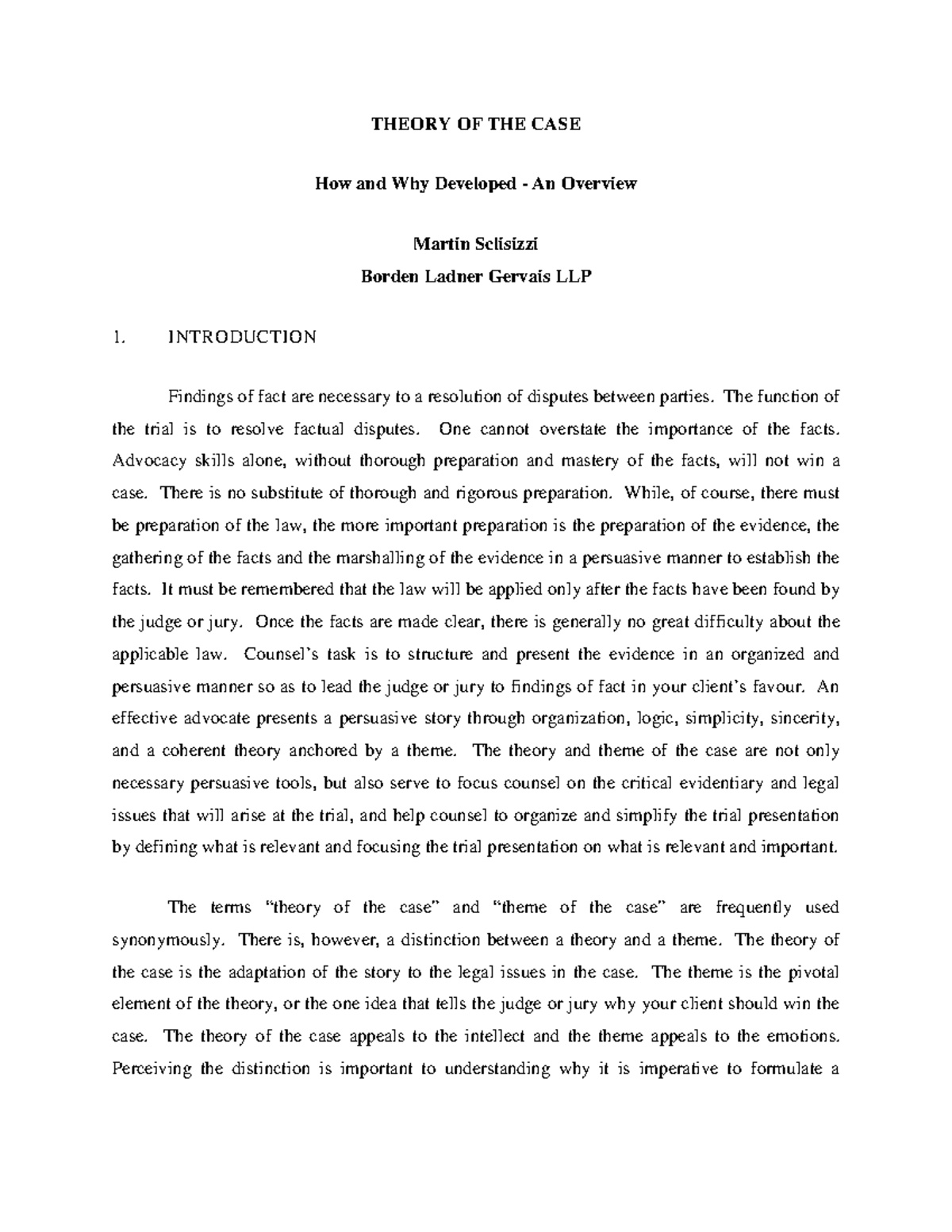 Theory of the Case: Essential Strategies for Effective Advocacy - Studocu