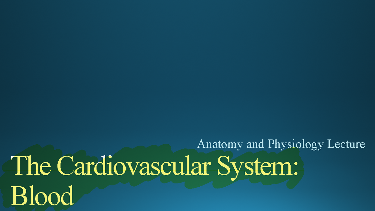 Anatomy and Physiology Lecture: Cardiovascular System Blood Functions ...