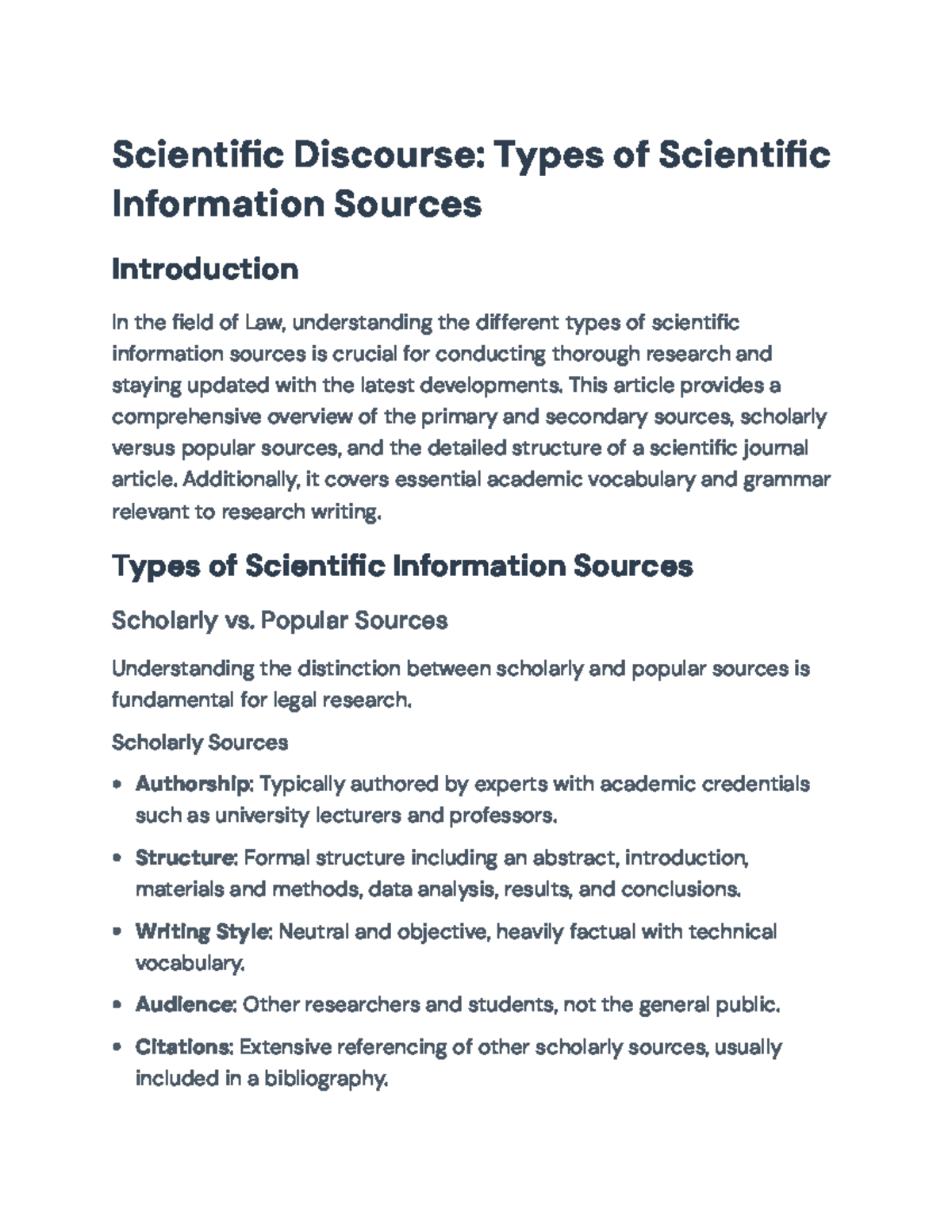 Types of Scientific Information Sources in Legal Research: A Guide ...