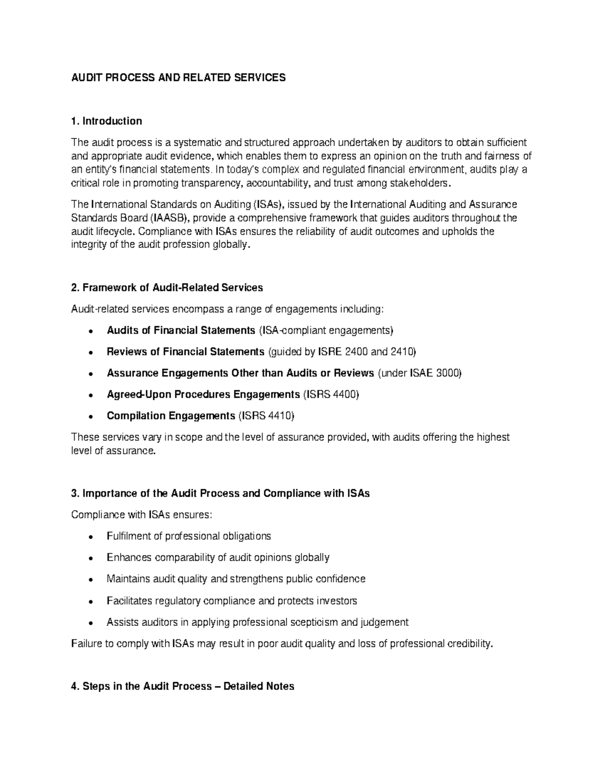 AUDIT PROCESS AND RELATED SERVICES: A Comprehensive Overview - Studocu
