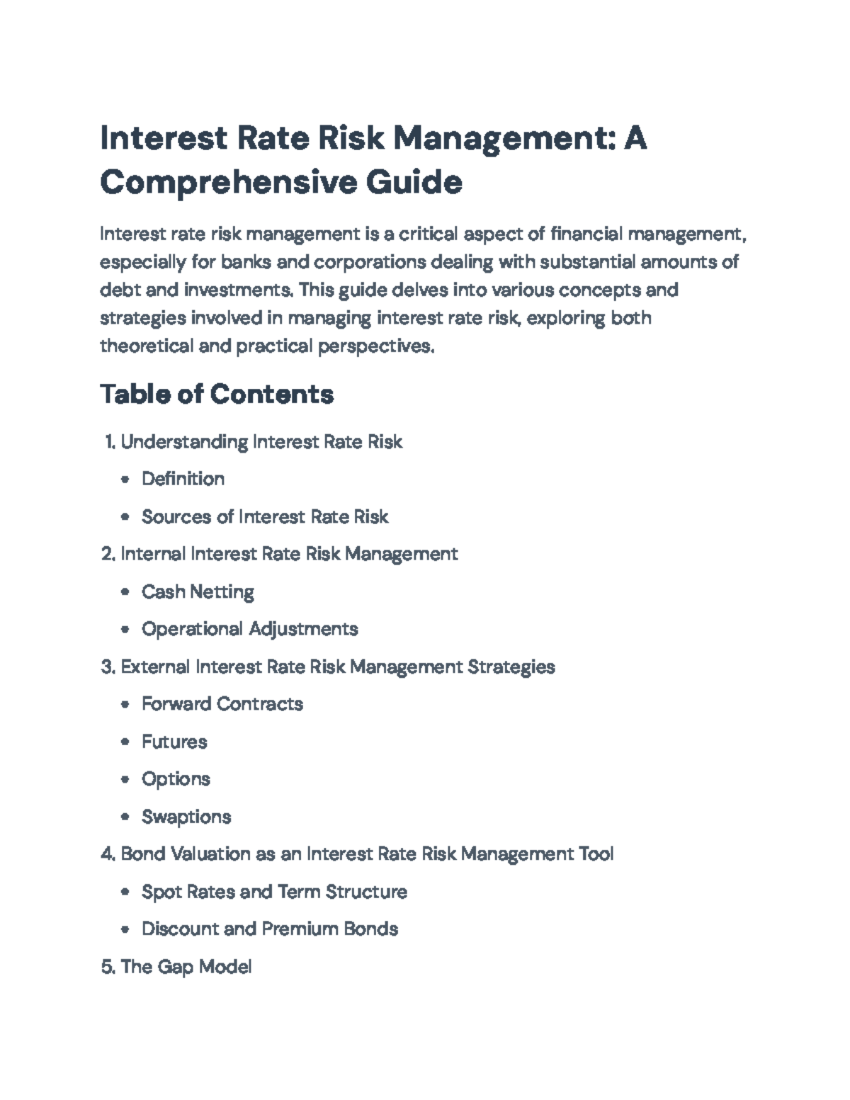 Interest Rate Risk Management: Strategies and Applications Guide ...