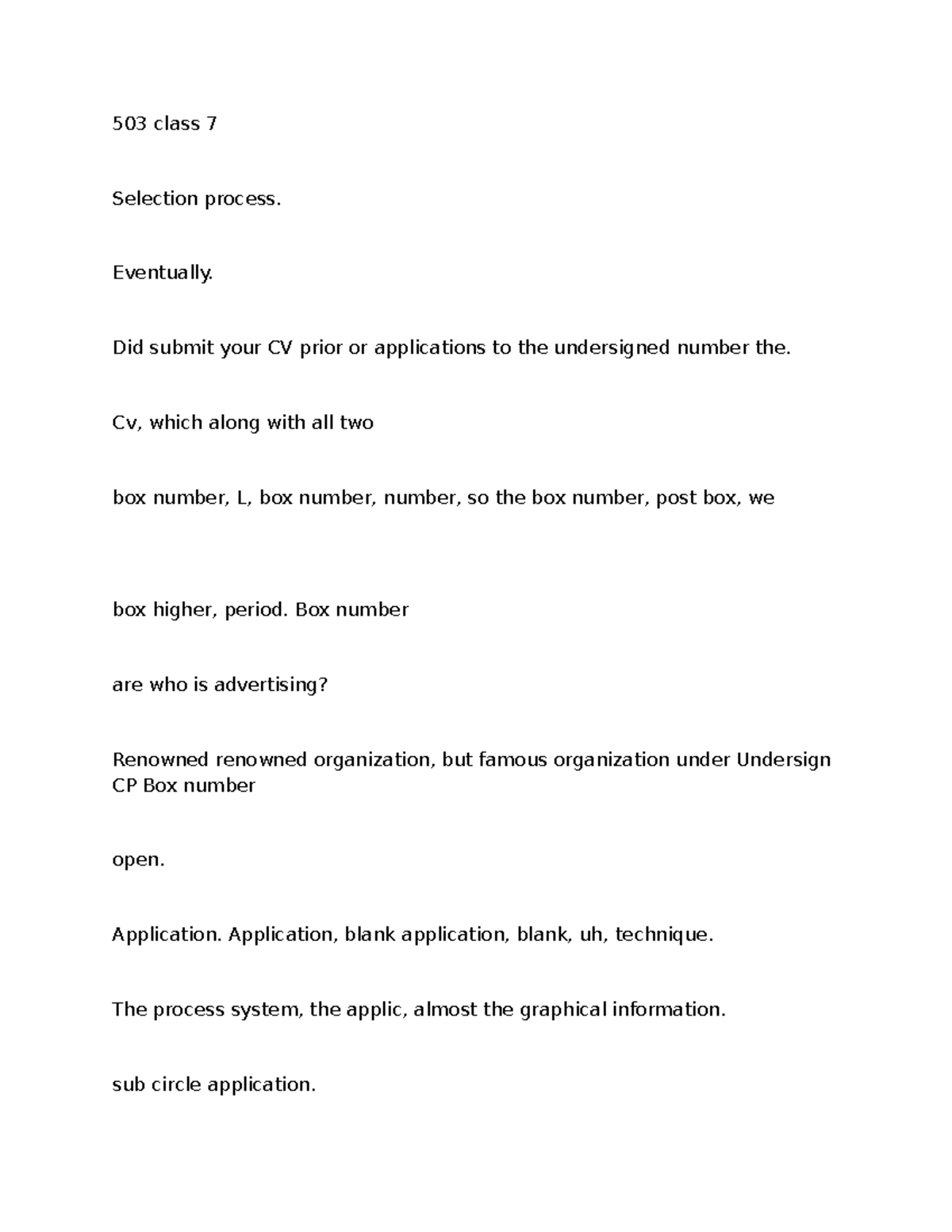 503 Class 7 Selection Process: Recruitment Strategies and Challenges ...