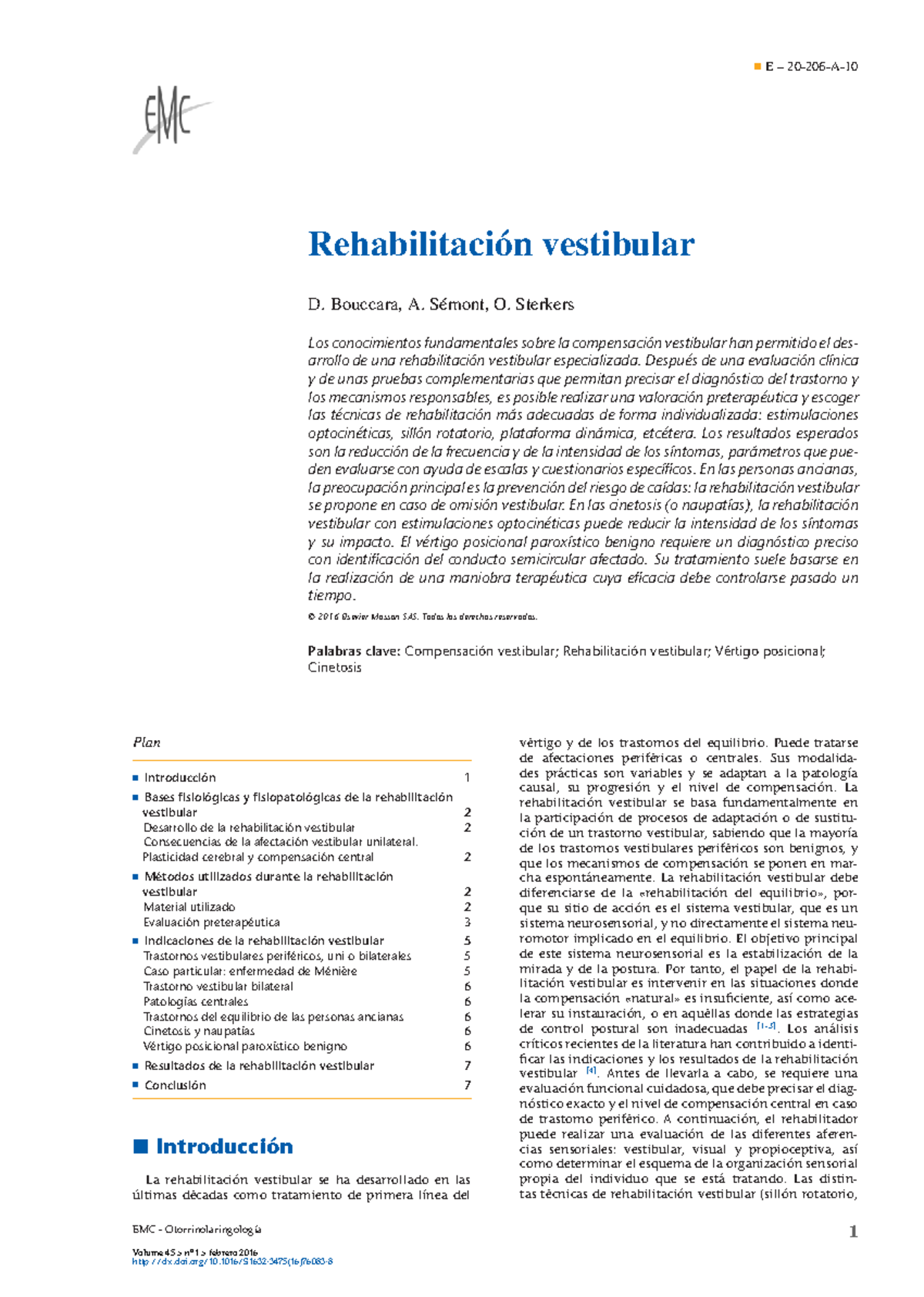 Rehabilitación Vestibular: Estrategias y Métodos en E-20-206-A - Studocu