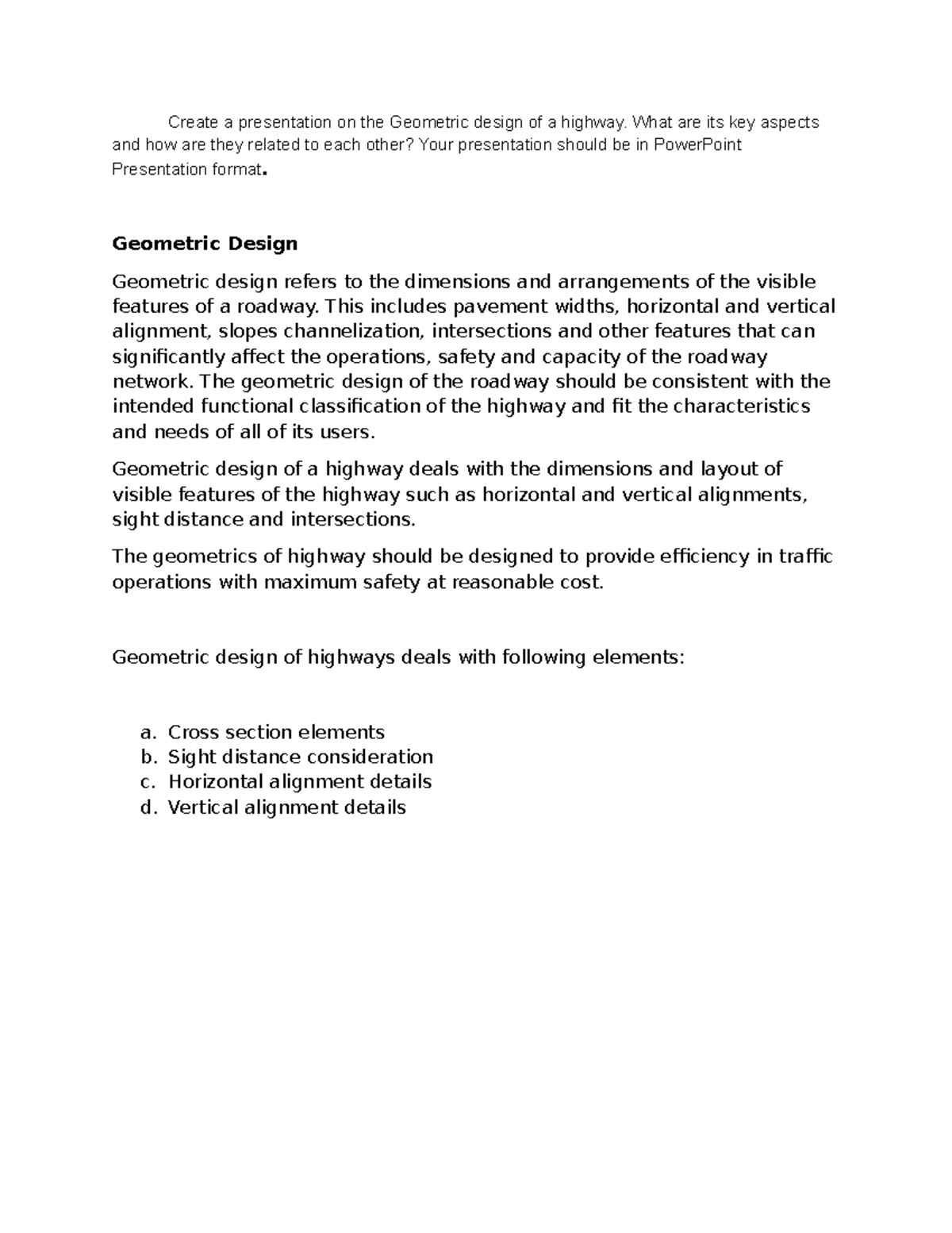 Geometric Design of Highways: Key Aspects and Relationships - PPT Guide ...