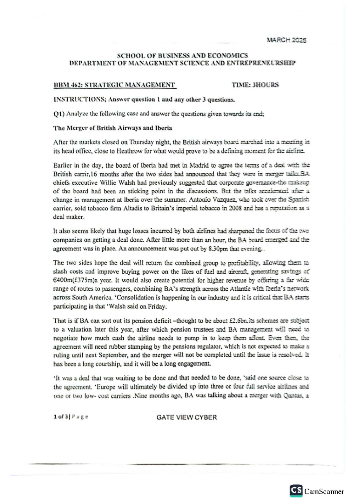 BBM 462: Strategic Management Case Study on British Airways and Iberia ...