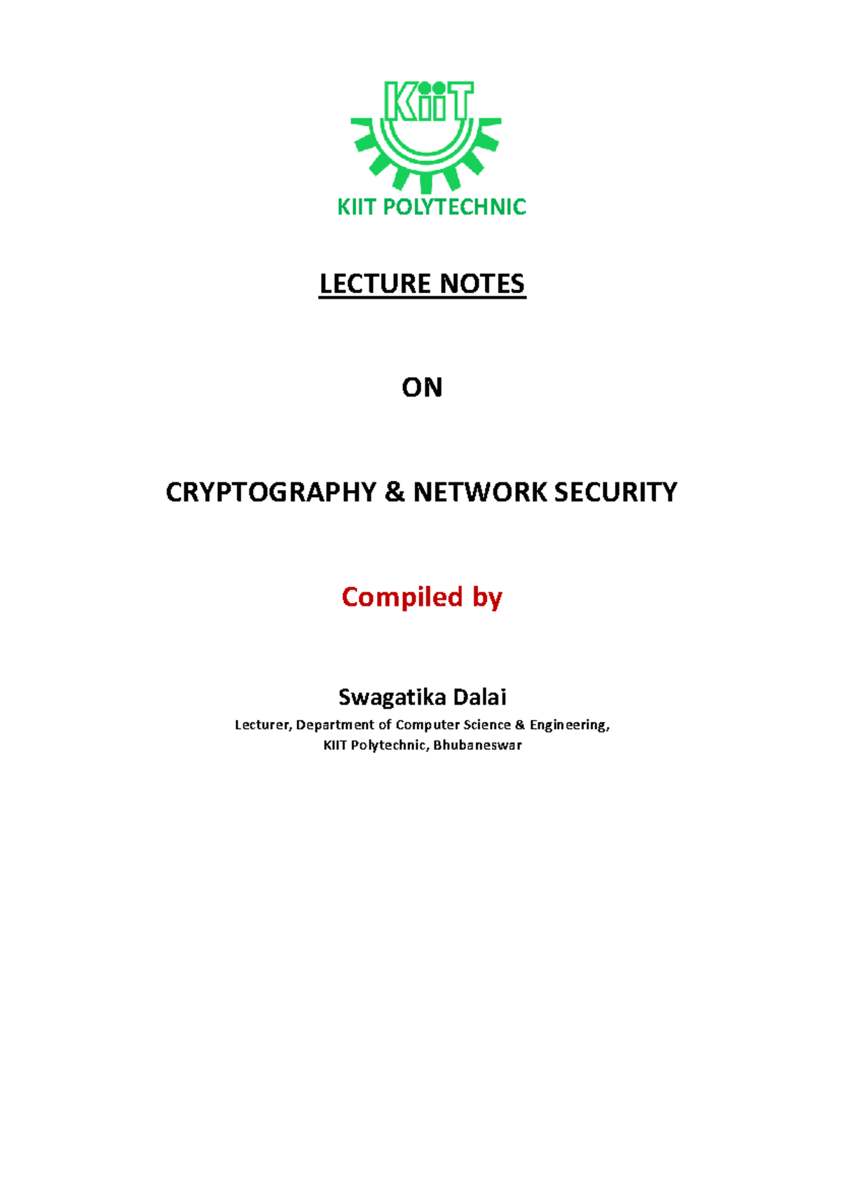 SM 6th-Sem CSE Lecture Notes on Cryptography & Network Security - Studocu