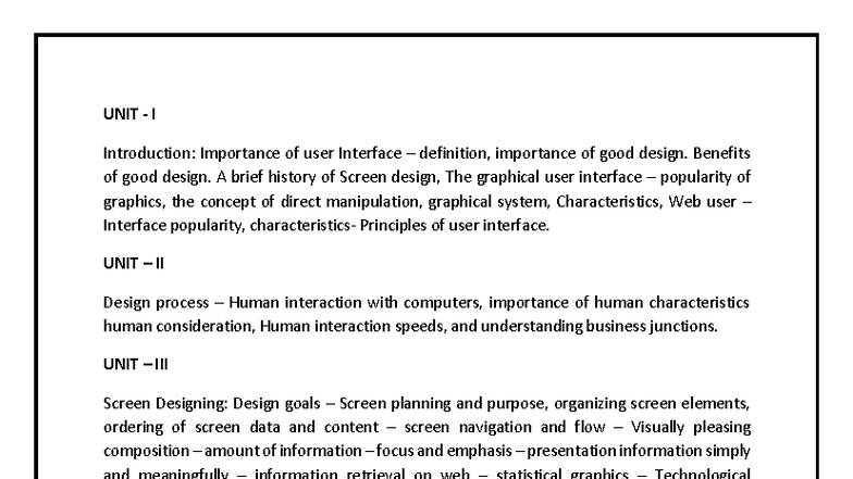 Unit I - Human Computer Interaction: Principles and Design Fundamentals ...