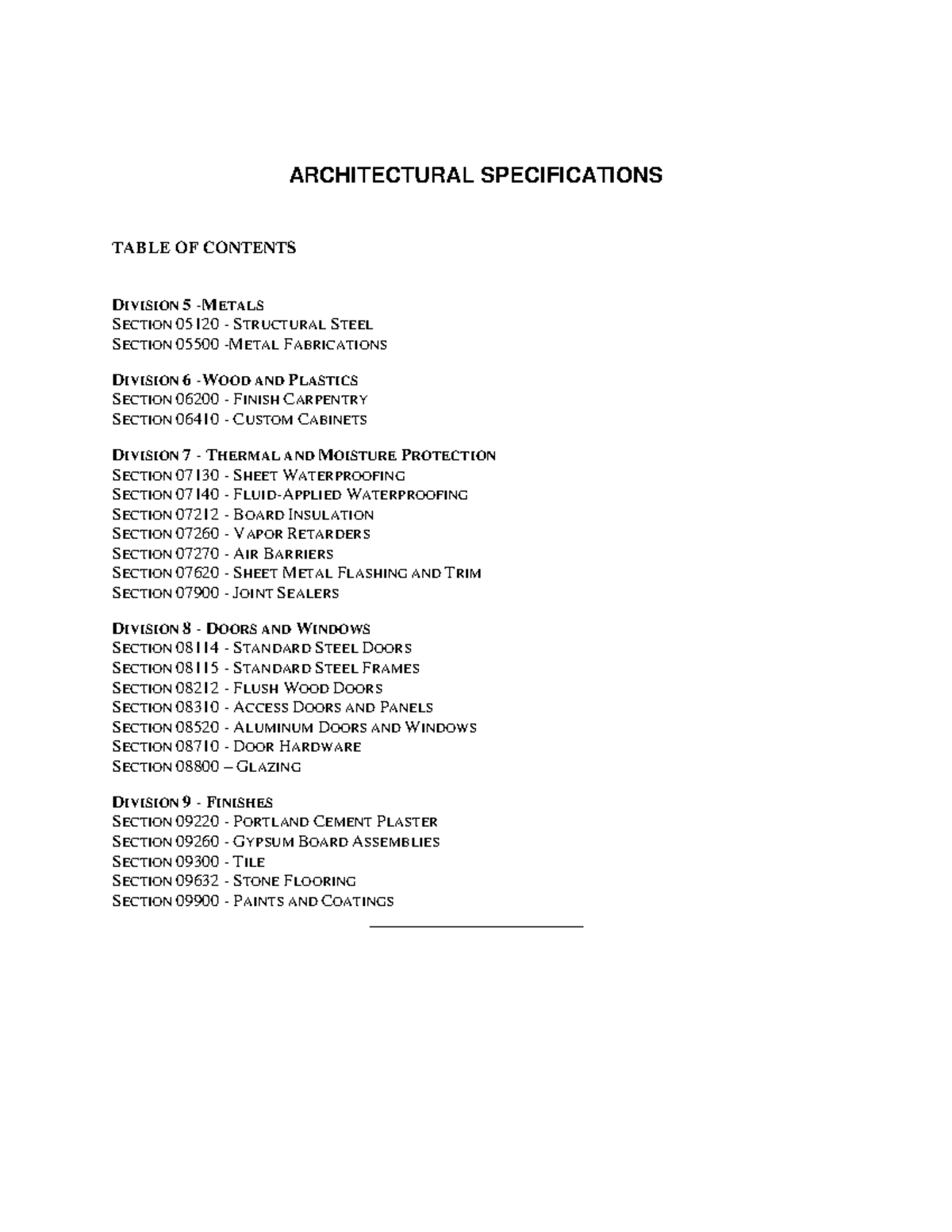 Architectural Specifications: Material Specifications for Steel, Wood ...