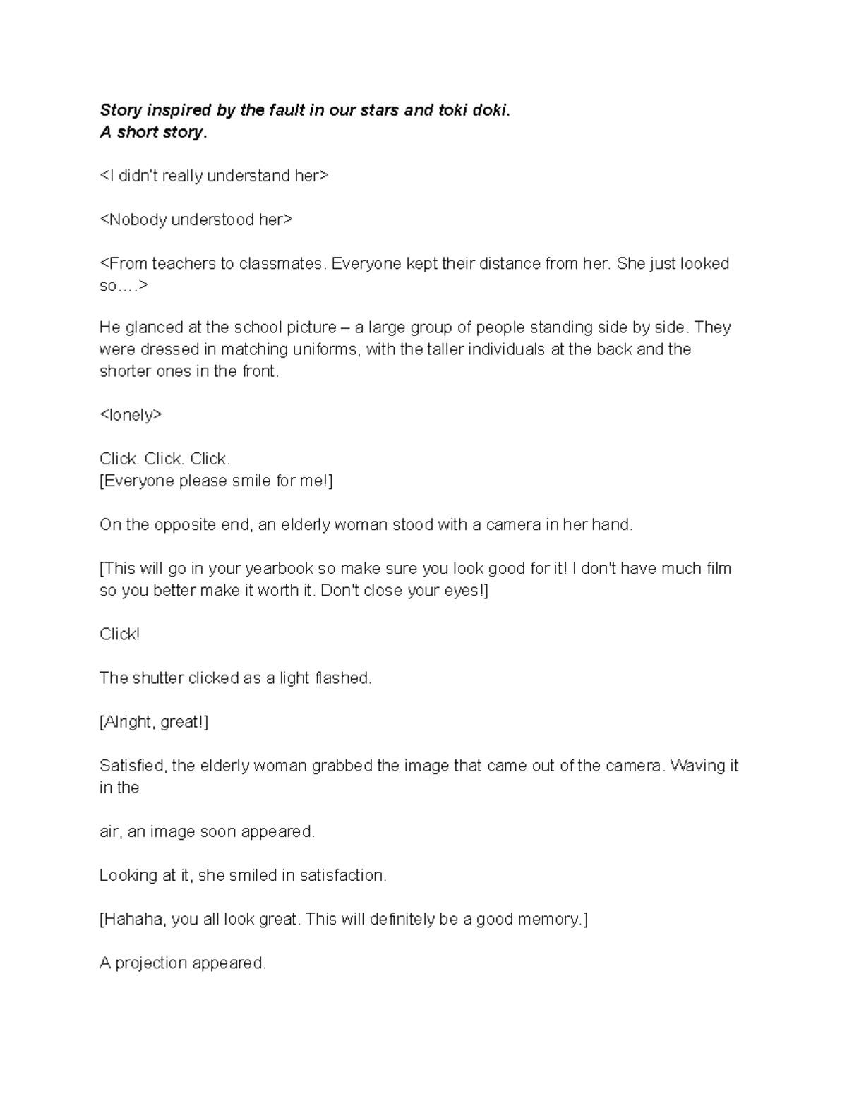 My Emotion of Disorder: A Short Story Inspired by TFIOS - 2222 - Studocu