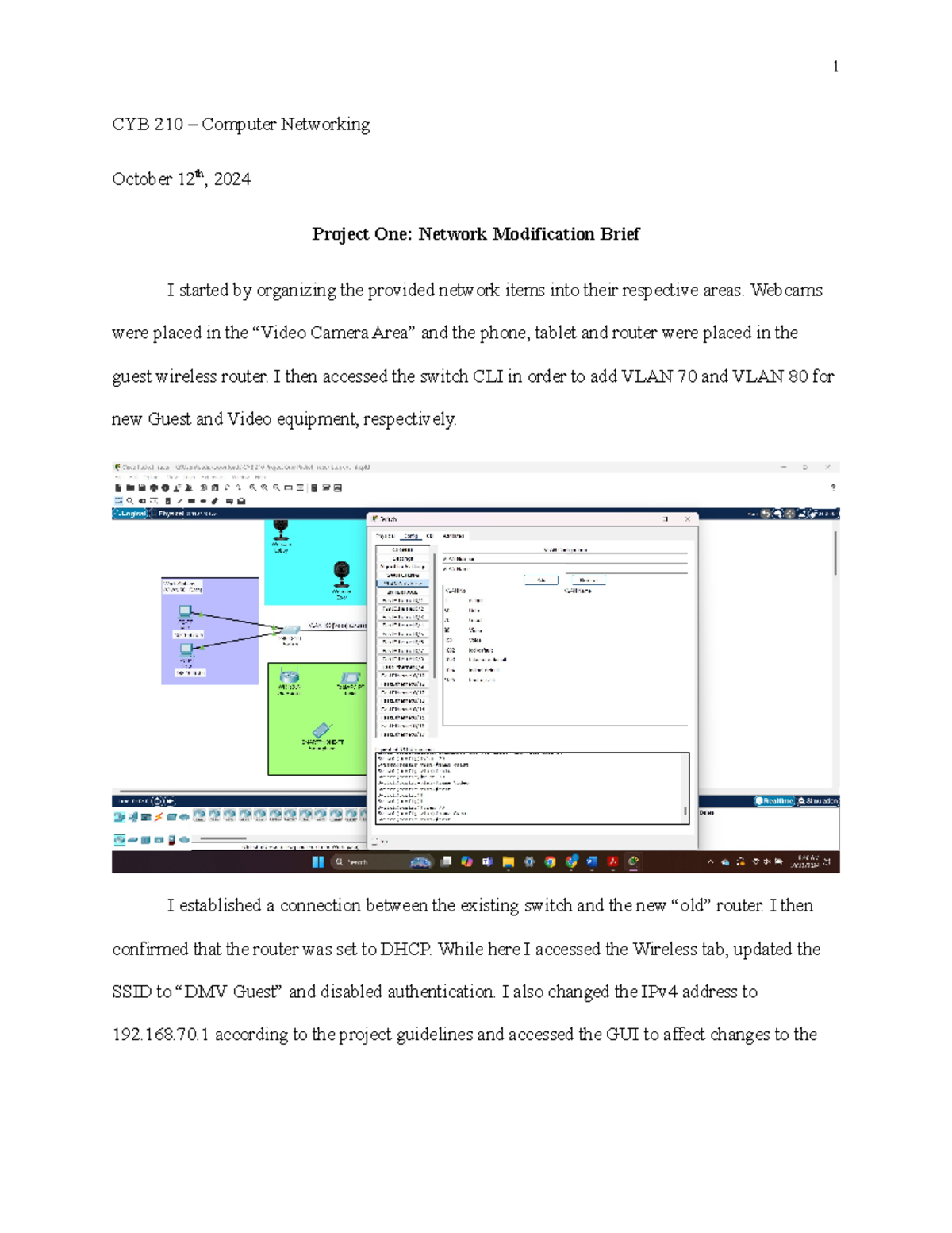 CYB 210 Project One: Network Modification & Scalability Analysis - Studocu