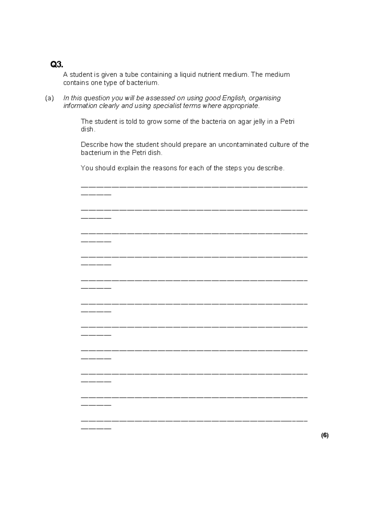 Biology 101: Extended Writing on Bacterial Culture Preparation - Studocu