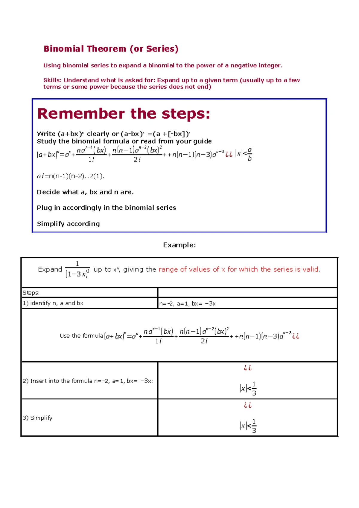 Binomial Theorem (MATH101) - Expansion and Simplification Guide - Studocu