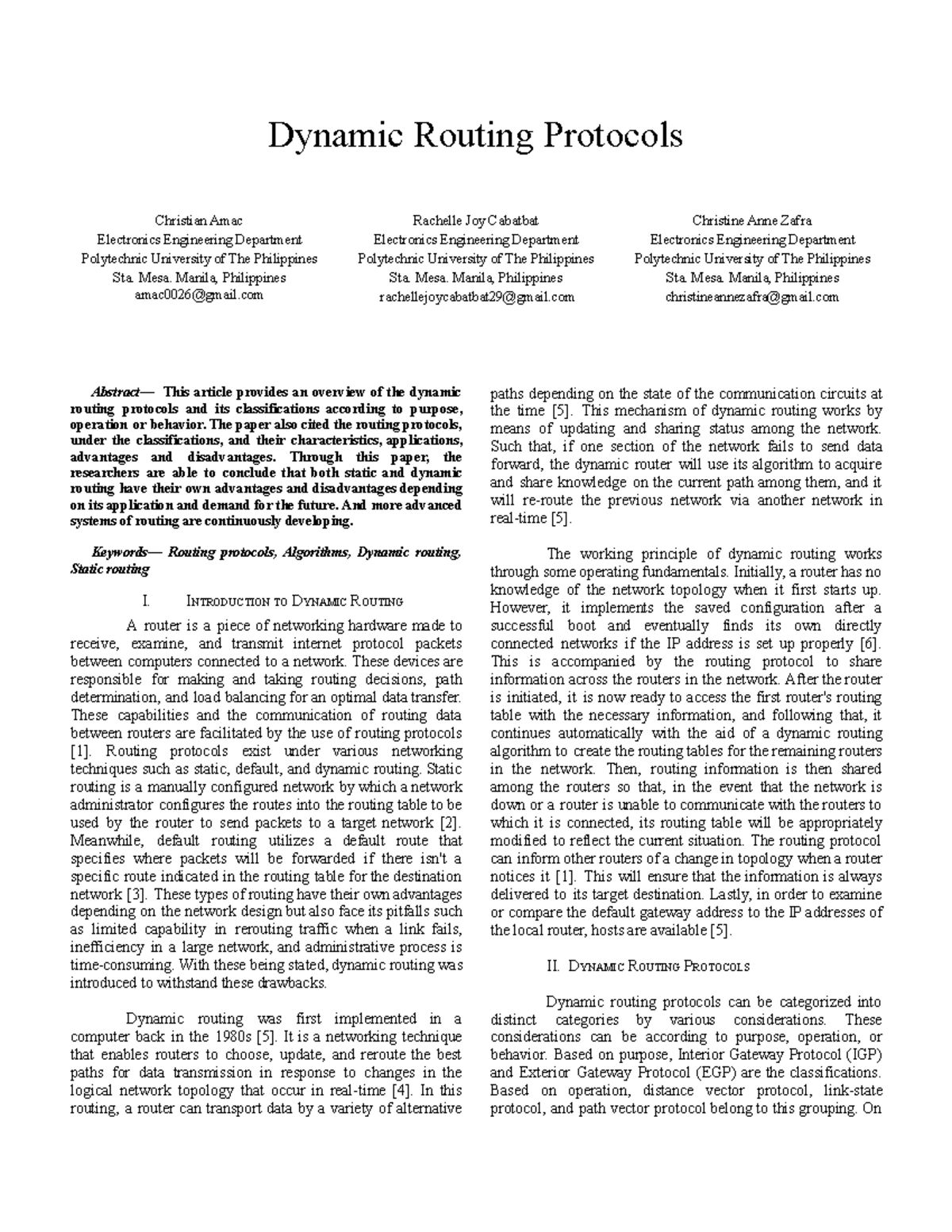 Dynamic Routing Protocols - Dynamic Routing Protocols Christian Amac ...