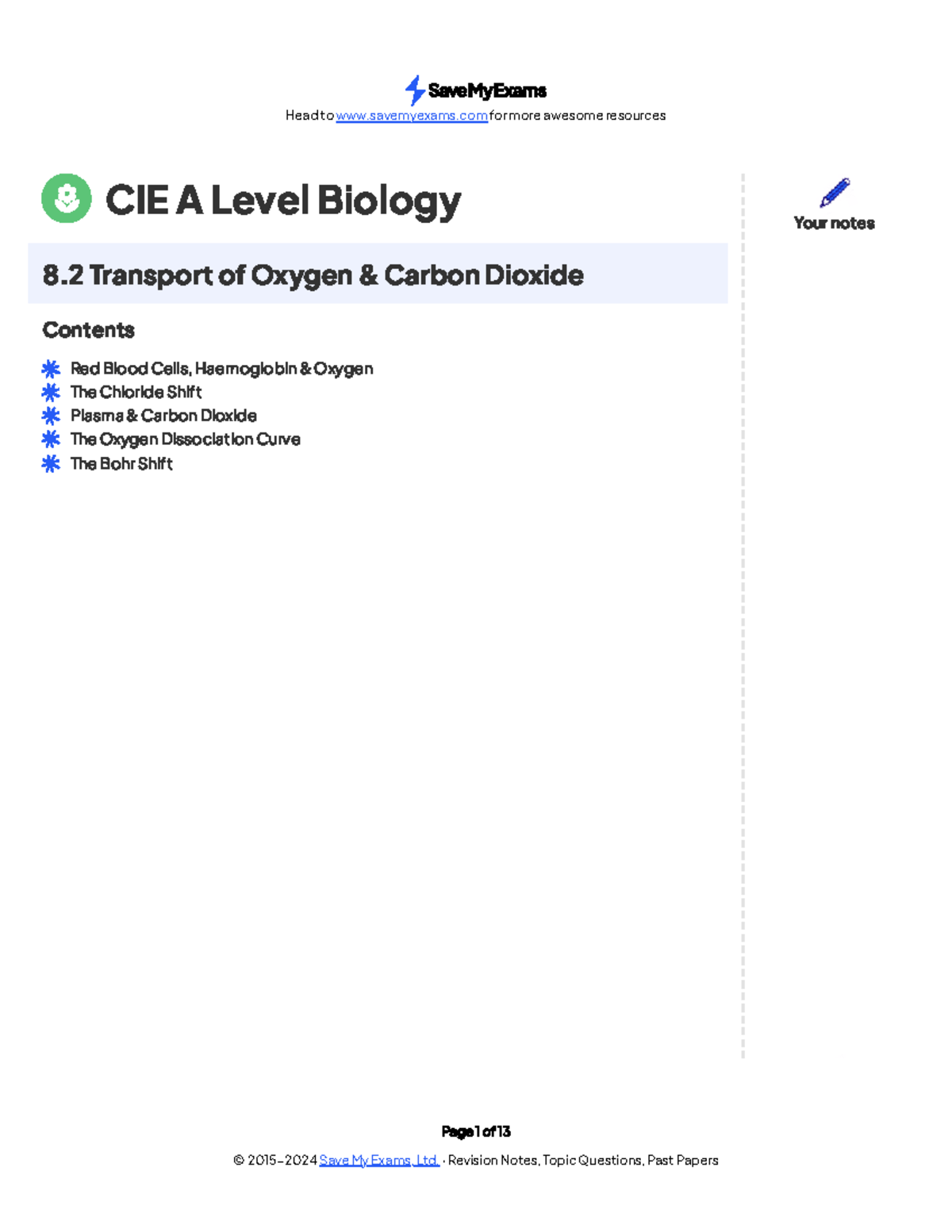 science-revision - Page 1 of 13 CIE A Level Biology 8 Transport of ...