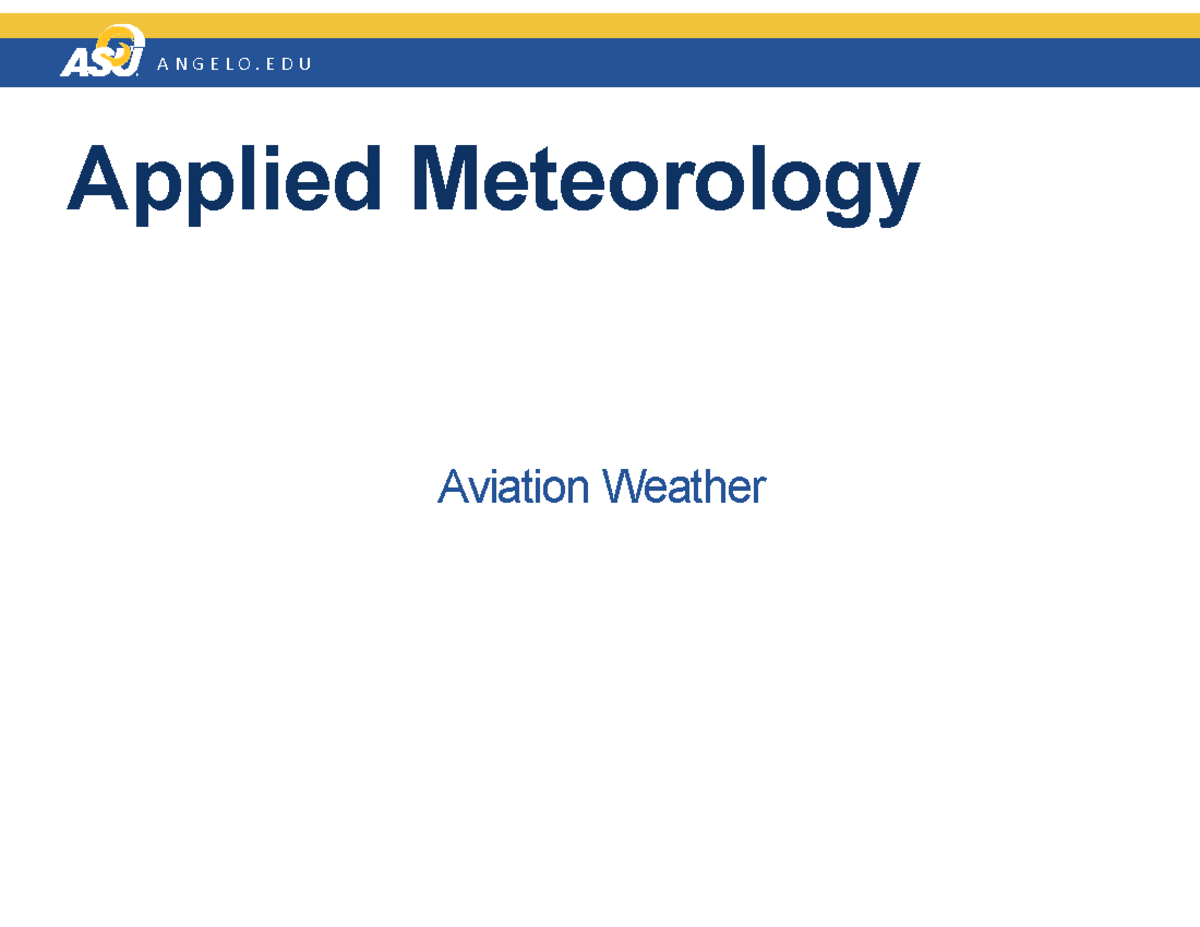 Chapter 9 - Thunderstorm Dynamics in Aviation Weather - Studocu