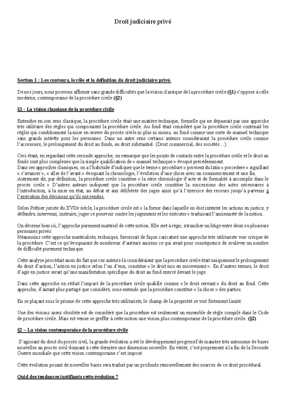 Procédure Civile - Cours Complet sur le Droit Judiciaire Privé - Studocu