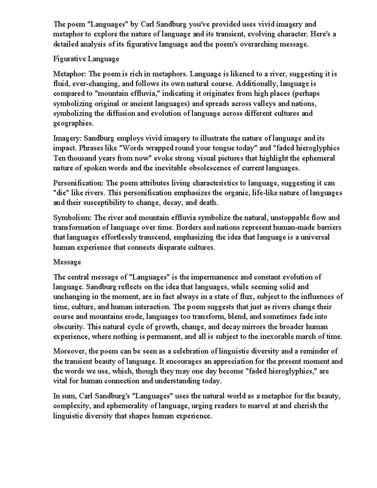 The poem - Here's a detailed analysis of its figurative language and ...
