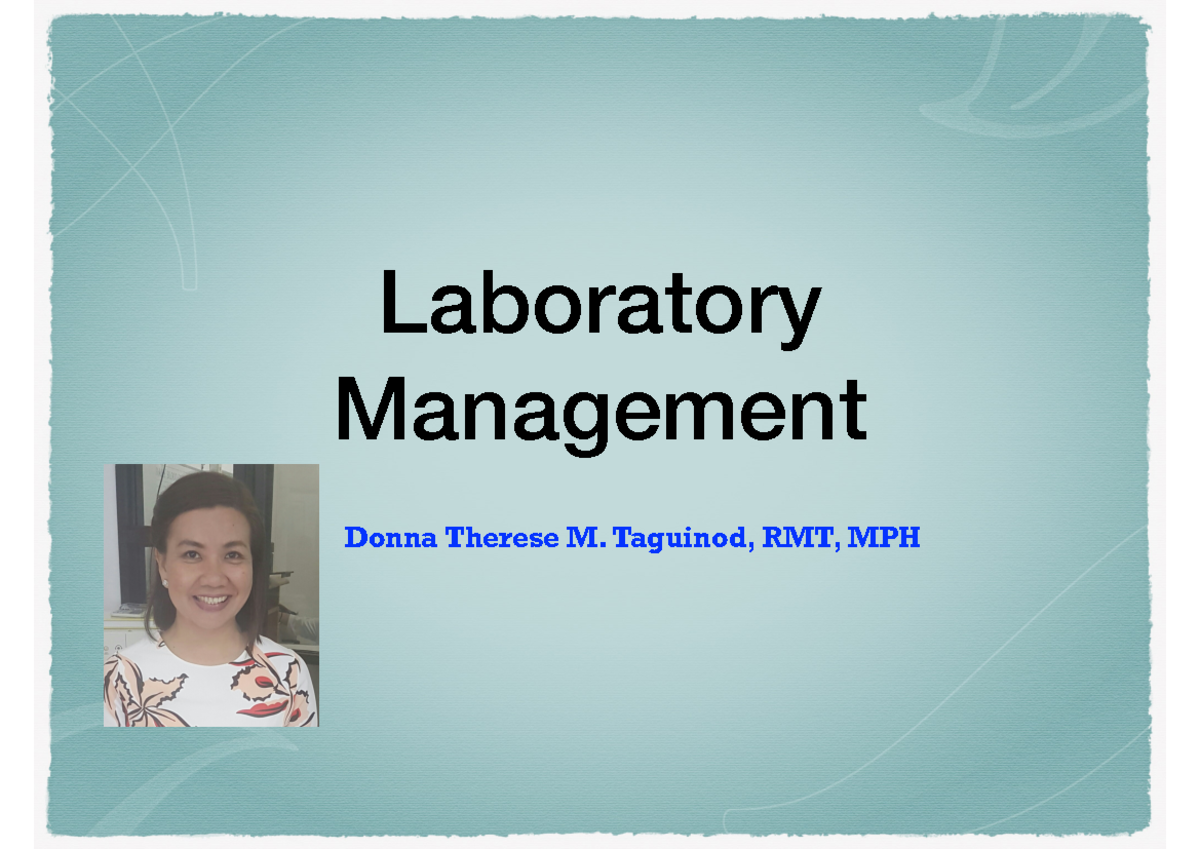 Organizing & Staffing the Laboratory: Key Concepts from Lecture - Studocu