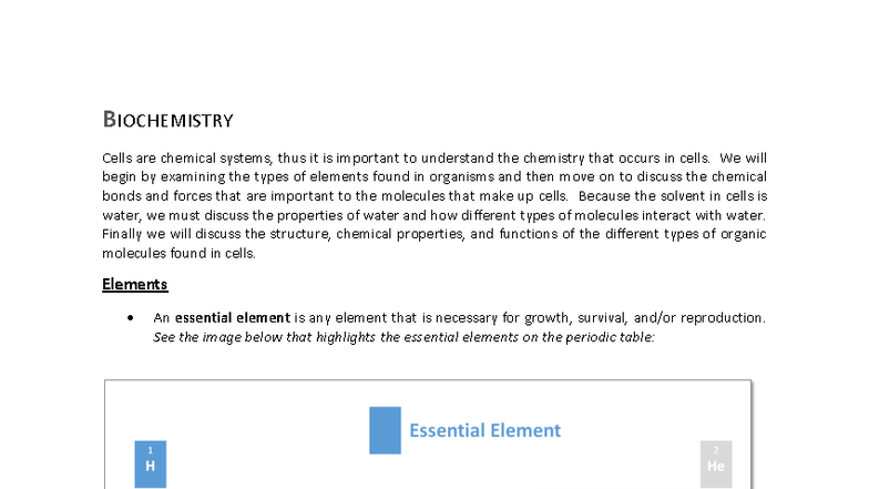 Biochemistry: Essential Organic Molecules & Reactions (BIOCHEM 101 ...