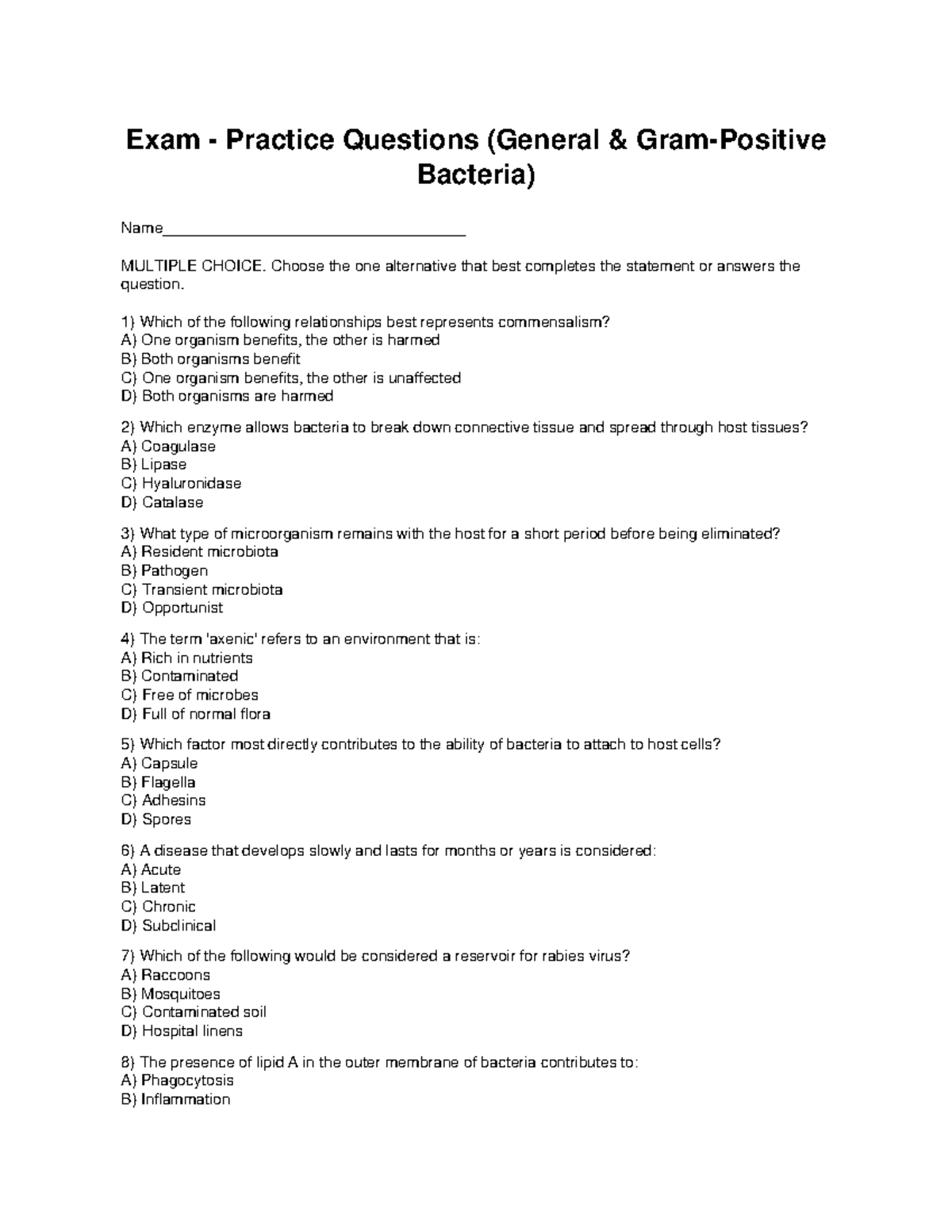 New Exam Questions GP: Bacterial Pathogenesis MCQ with Answers - Studocu
