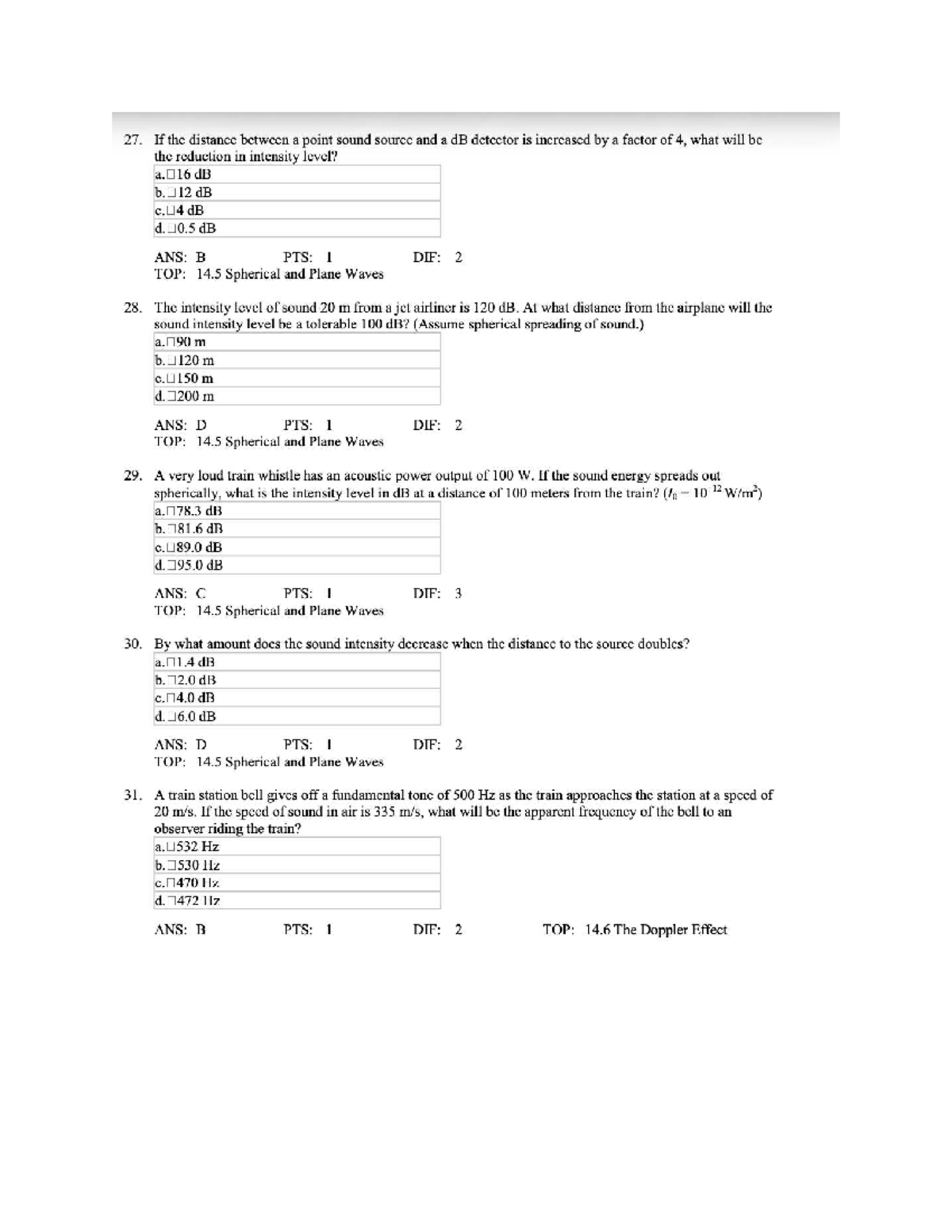 MCQS1 - Sound Intensity and Doppler Effect Questions - Studocu