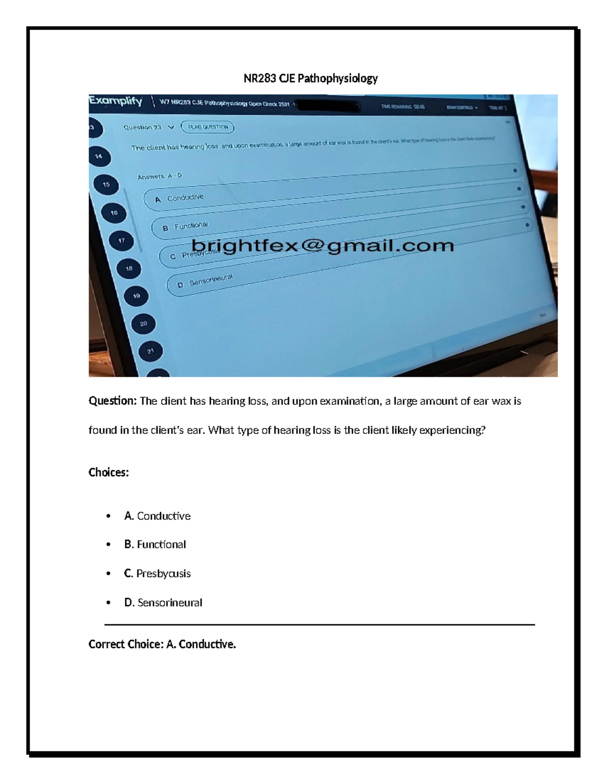 NR283 CJE Pathophysiology: Hearing Loss & Vitamin A Intake Questions ...