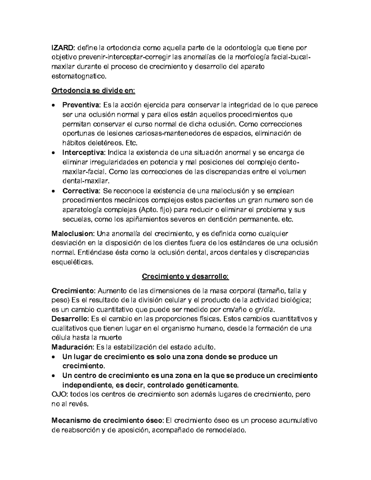 Estudiar para los examemes - IZARD: define la ortodoncia como aquella ...