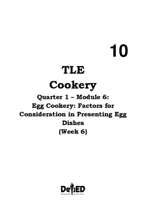 Grade 10 TLE- Cookery-4th-Module-3 - 10 Technology and Livelihood ...