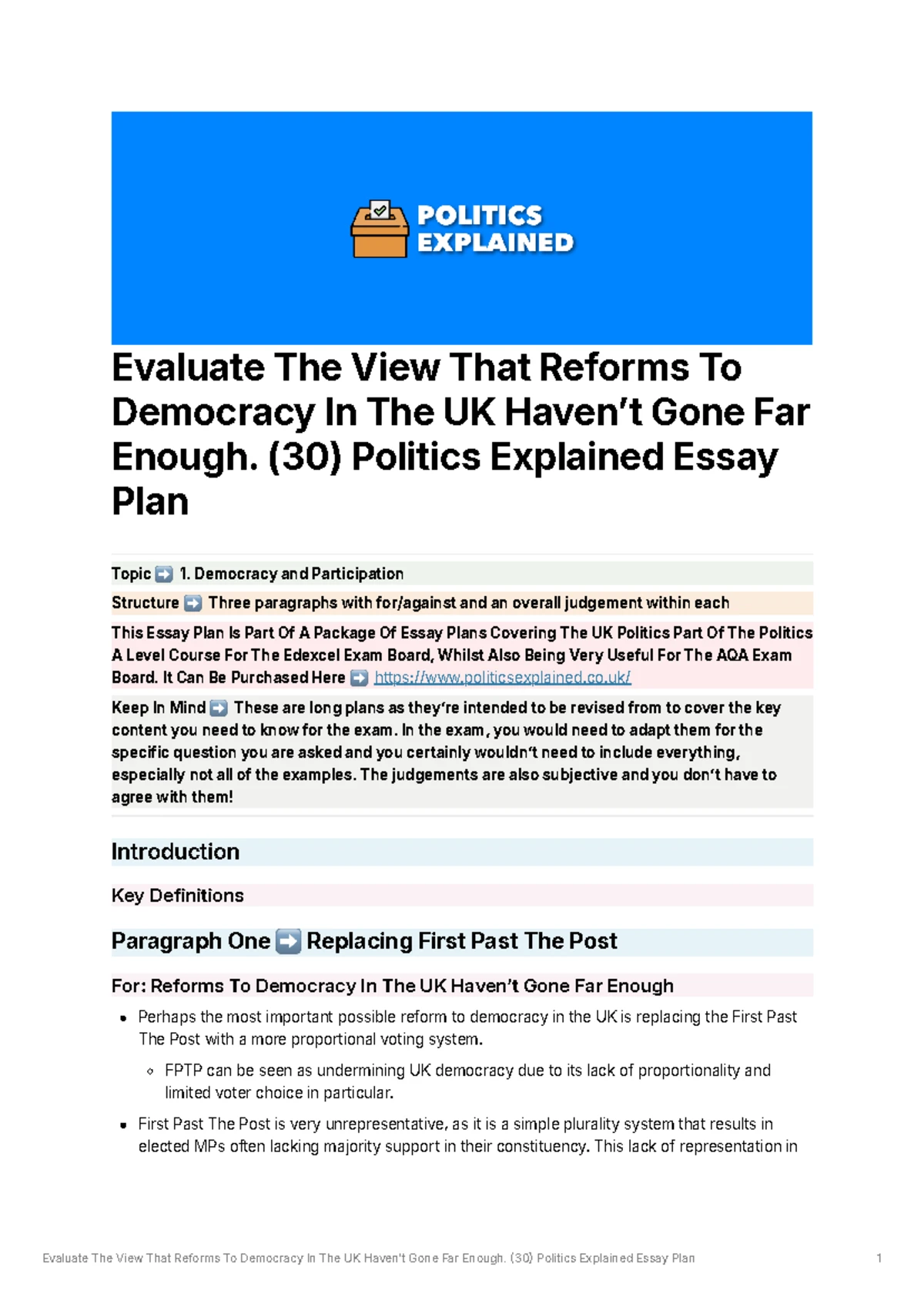 Essay Plan: Impact of Think-Tanks, Lobbyists & Pressure Groups on UK Gov. Decisions (30 ...