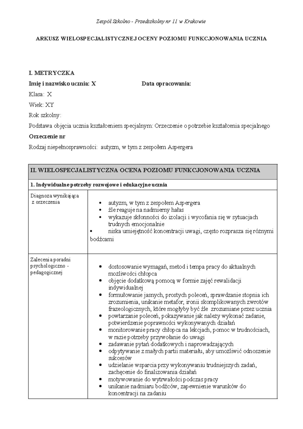 WOPFU 2024: Wielospecjalistyczna Ocena Poziomu Funkcjonowania Ucznia ...