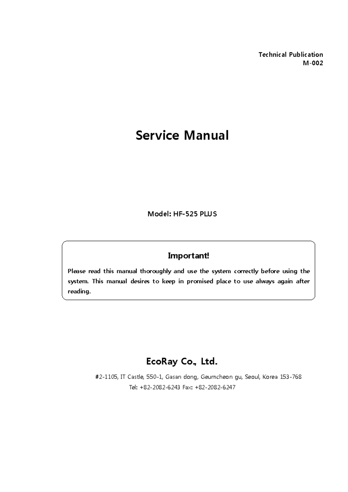 Pdfcoffee - Manual - Technical Publication M- Service Manual Model: HF ...