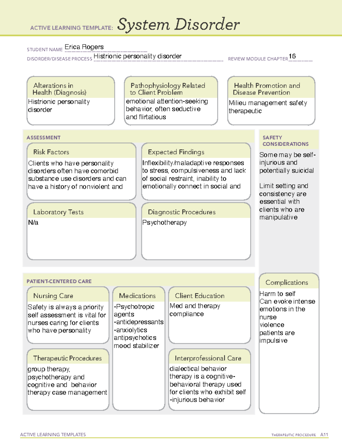 Active Learning Template: Therapeutic Procedure for Disorder SYS DIS-3 ...