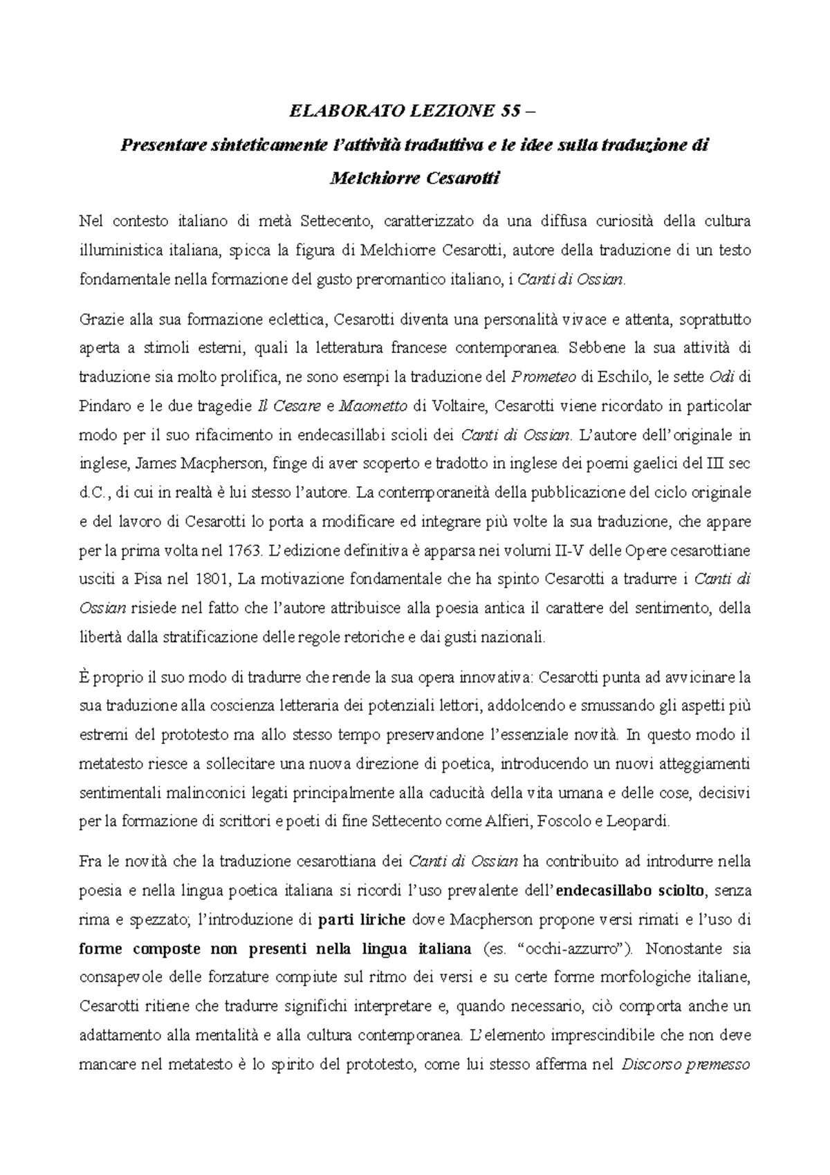 Riflessioni sull'Attività Traduttiva di Melchiorre Cesarotti - ELAB 55 ...