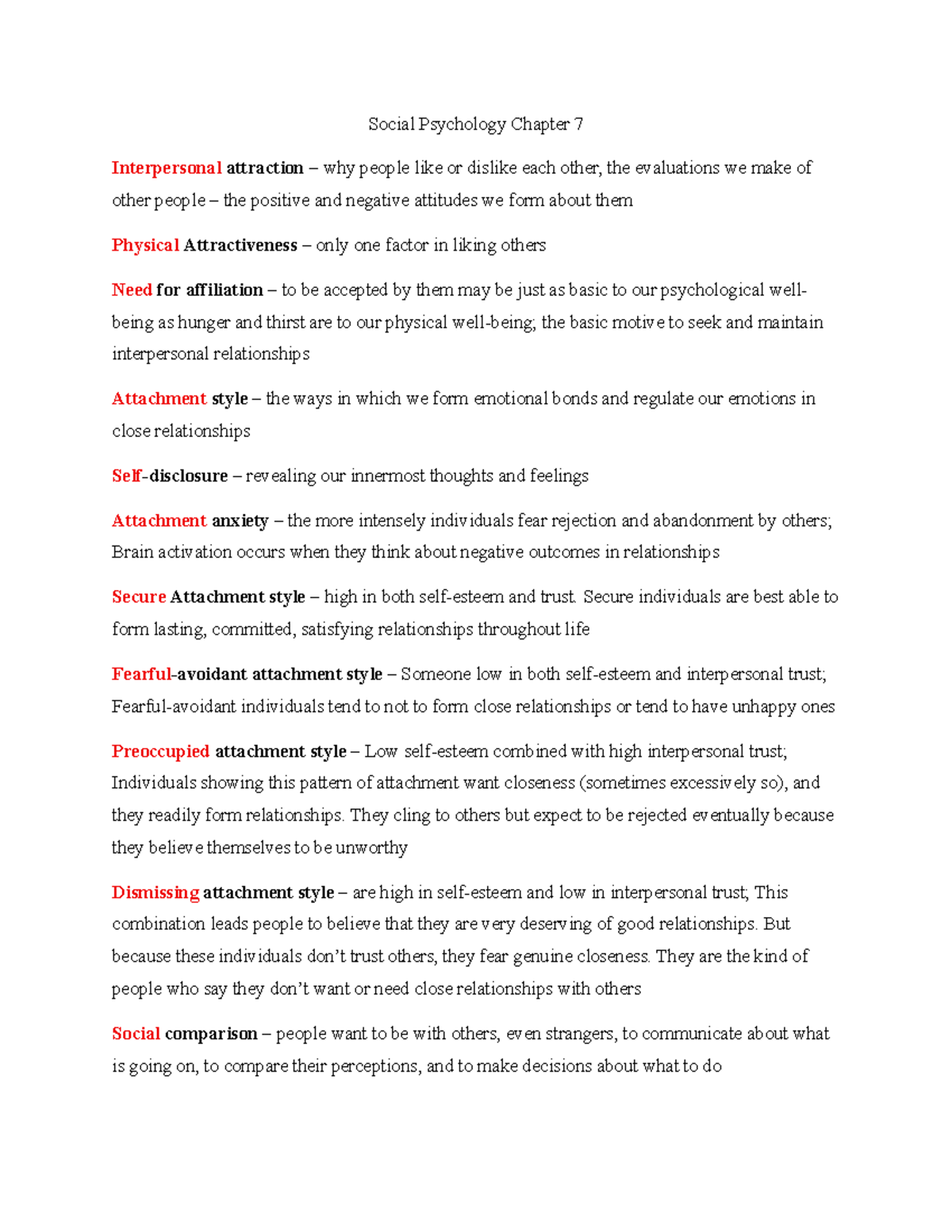 Social Psychology PSY101 Chapter 7: Interpersonal Attraction Insights ...