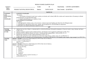 ARTS-10 Q4 M1 - arts - 10 Arts 10 Quarter 4 - Module 1 Theatrical Forms ...