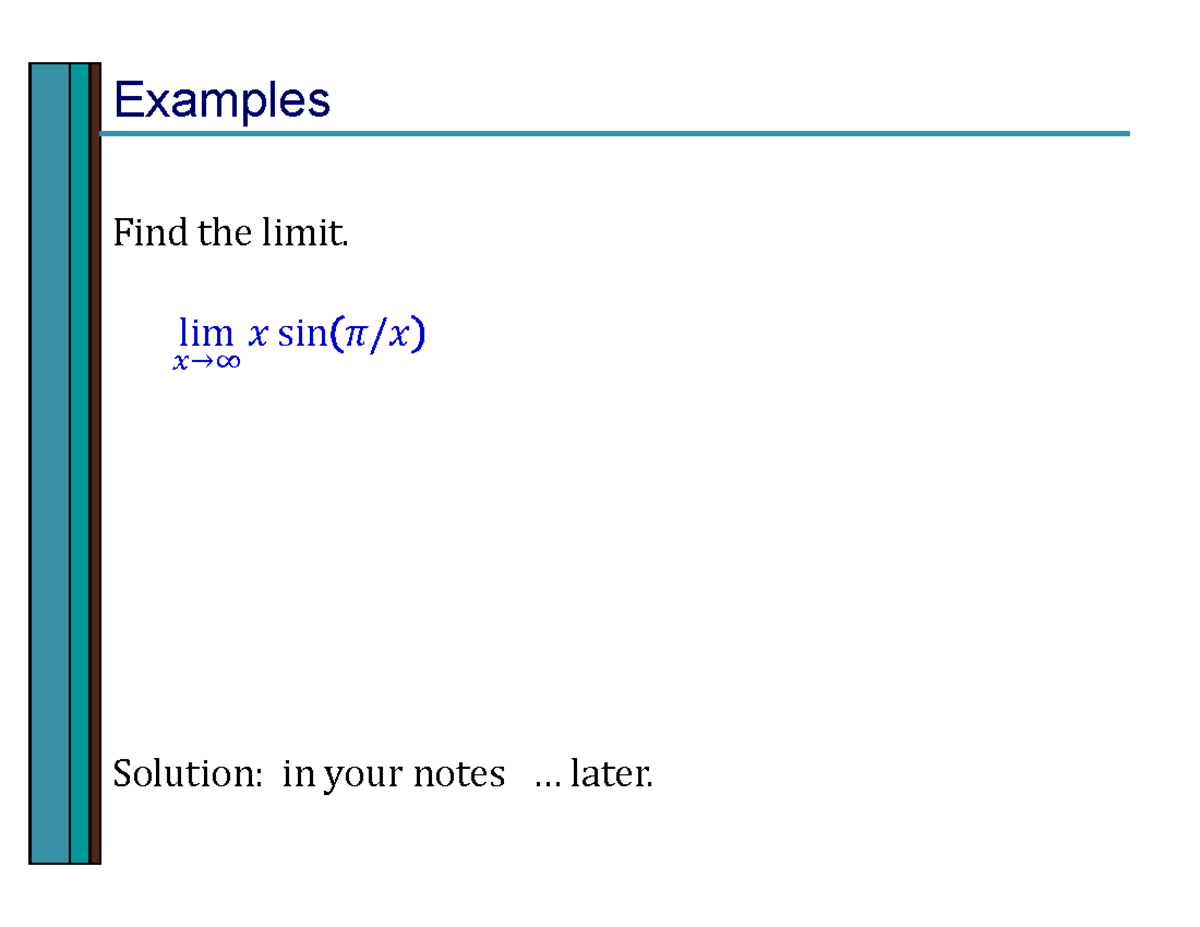 Math 131: Indeterminate Forms & L'Hospital's Rule Lecture Notes - Studocu