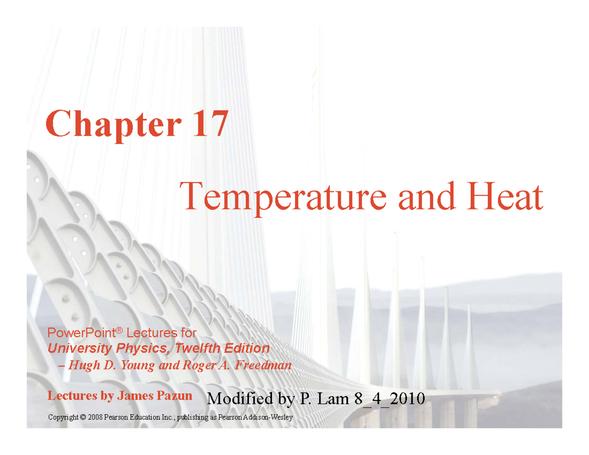 Chapter 17: Temperature and Heat - Lecture Notes for University Physics ...