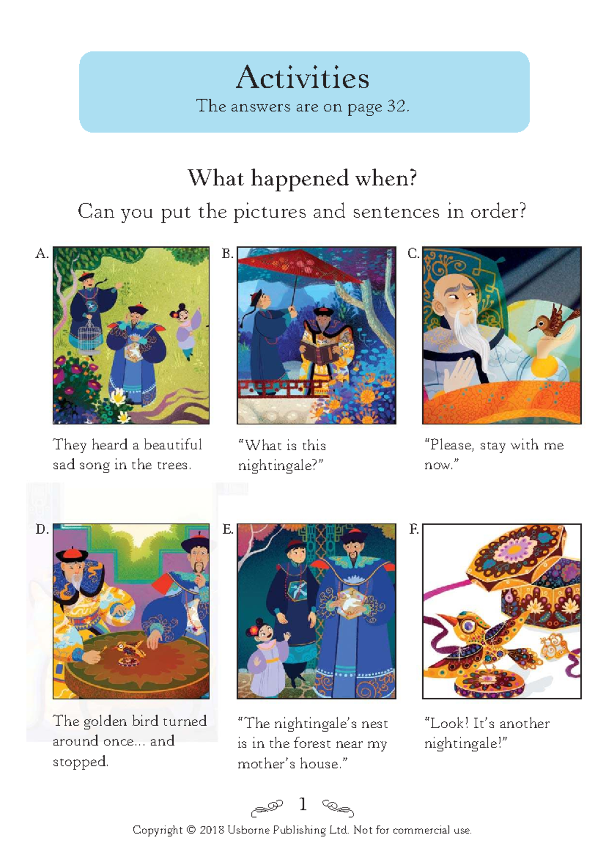 Ps 3892 Activities: Ordering Sentences and Understanding the Story ...