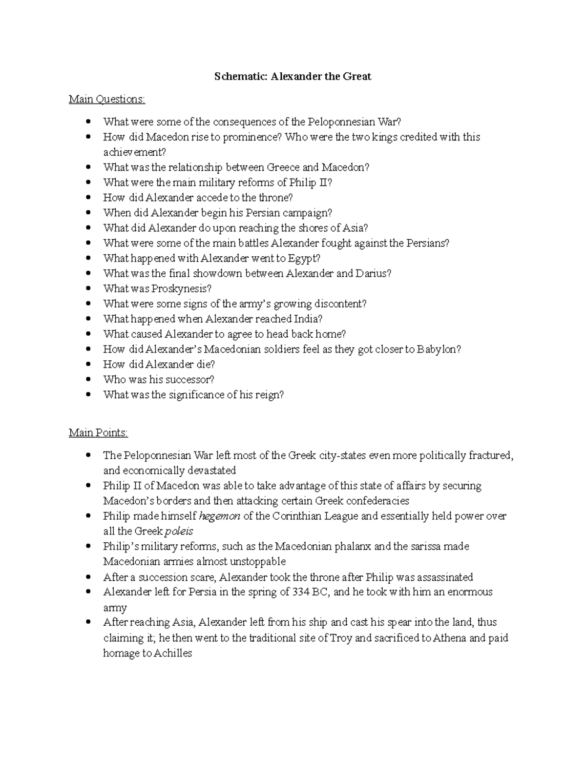 Alexander the Great: Key Events and Impacts in Persia (HIST101) - Studocu