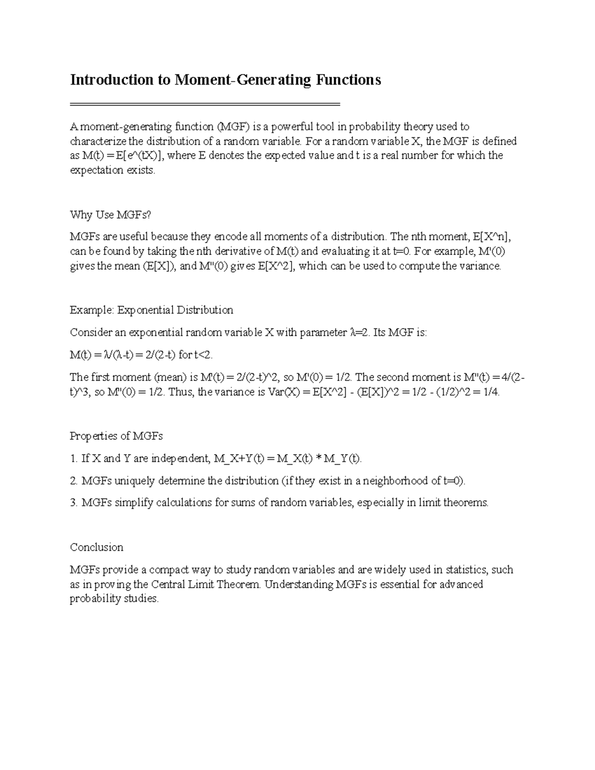 MGF in Probability Theory: Understanding Moment Generating Functions ...