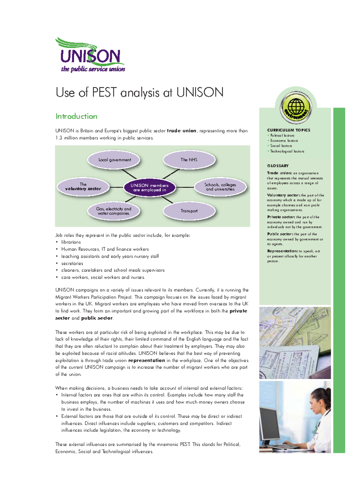 PEST analysis unison edition 14 full - Introduction UNISON is Britain ...