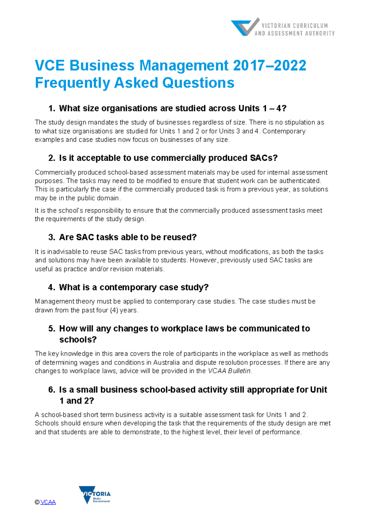 VCE Business Management FAQs: Key Insights for Units 1-4 - Studocu