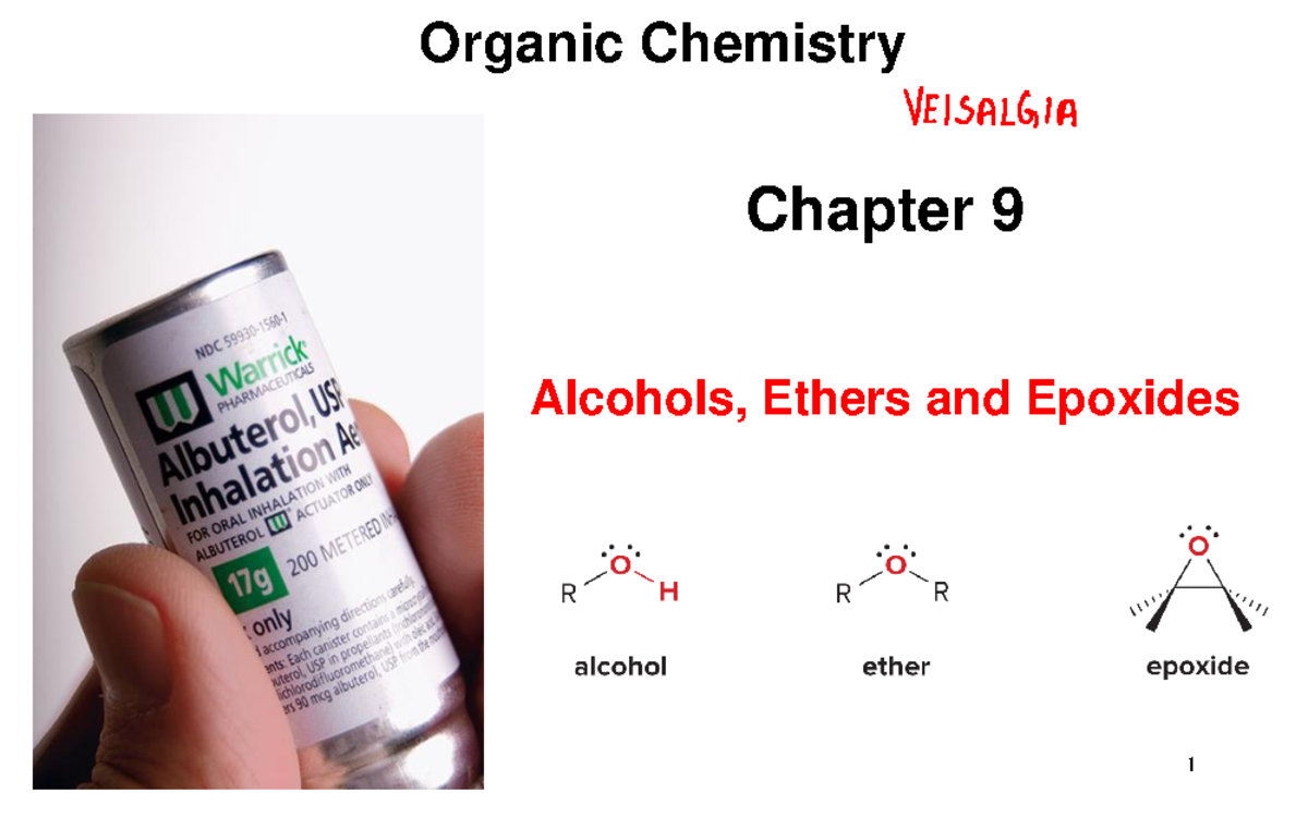 Organic Chemistry CH9: Alcohols, Ethers, & Epoxides Overview - Studocu