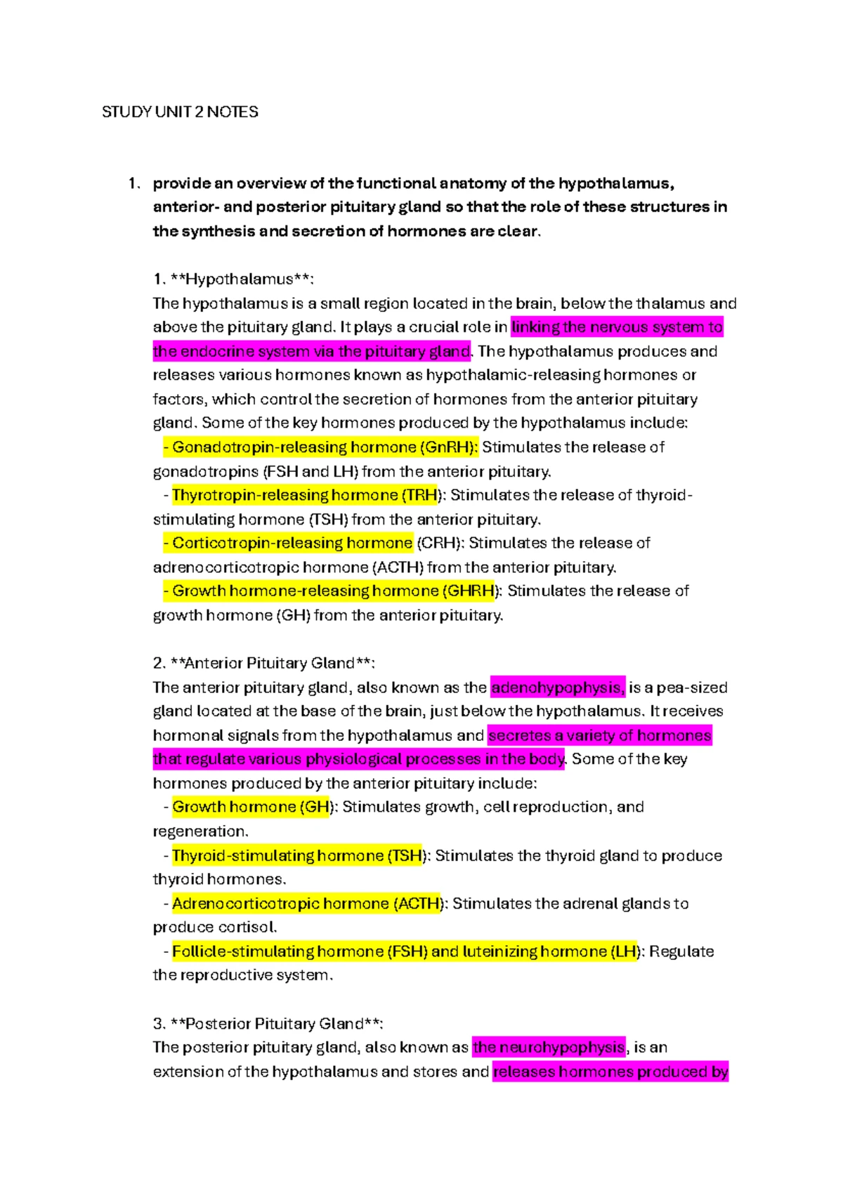 Study Unit 1: Anatomy and Functions of the Digestive Tract (Course Code) - Basic functions of ...