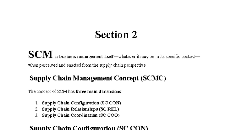 SCM Concepts & Dimensions: Supply Chain Management (SCM) Insights - Studocu