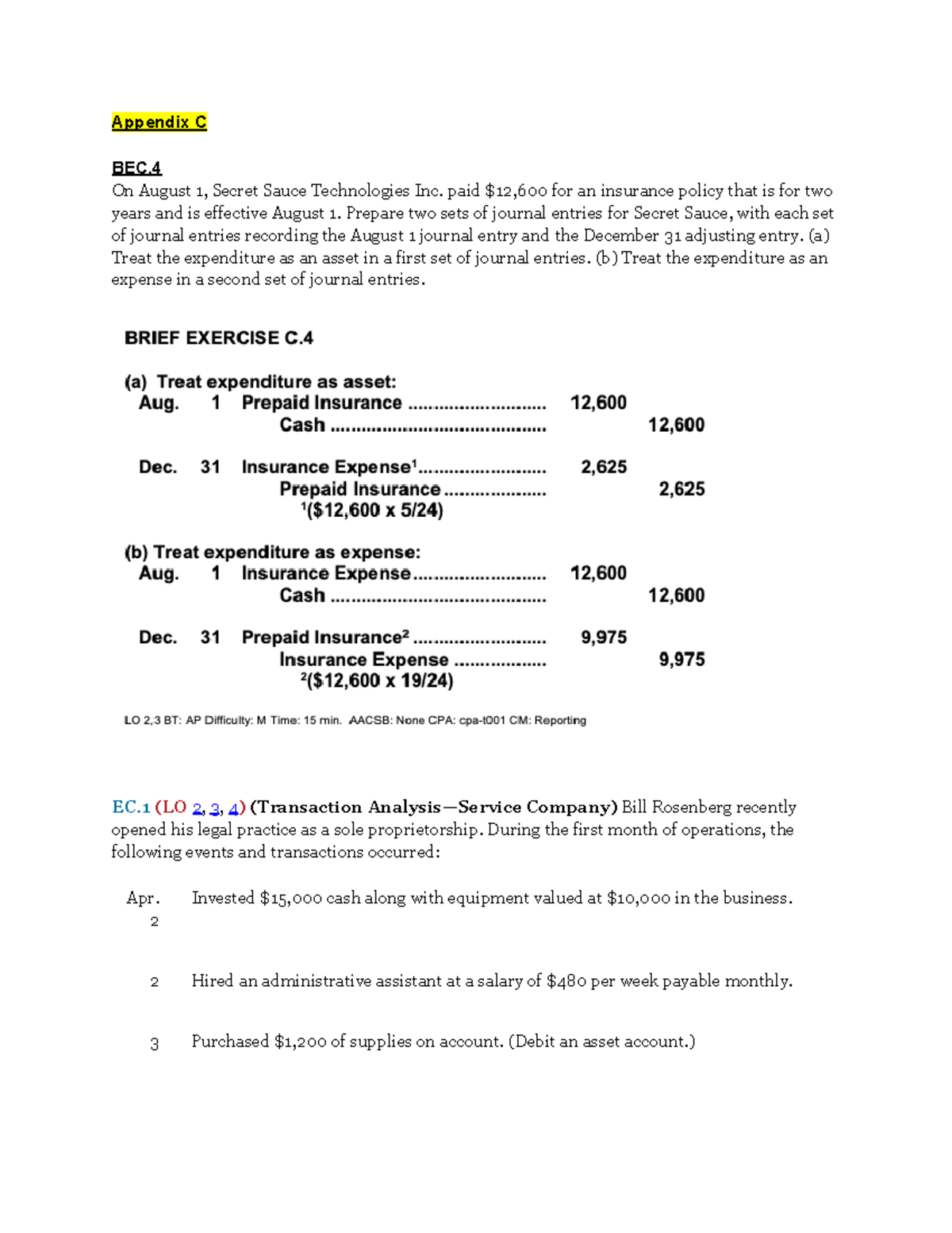 Intermediate Accounting Midterm Practice Answers - Appendix C BEC. On August 1, Secret Sauce ...