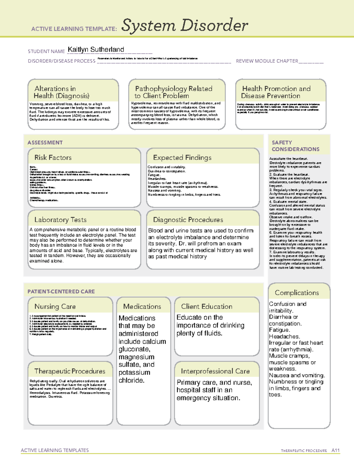 Fluid Imbalance: Assessment and Interventions for Nursing Care - Studocu